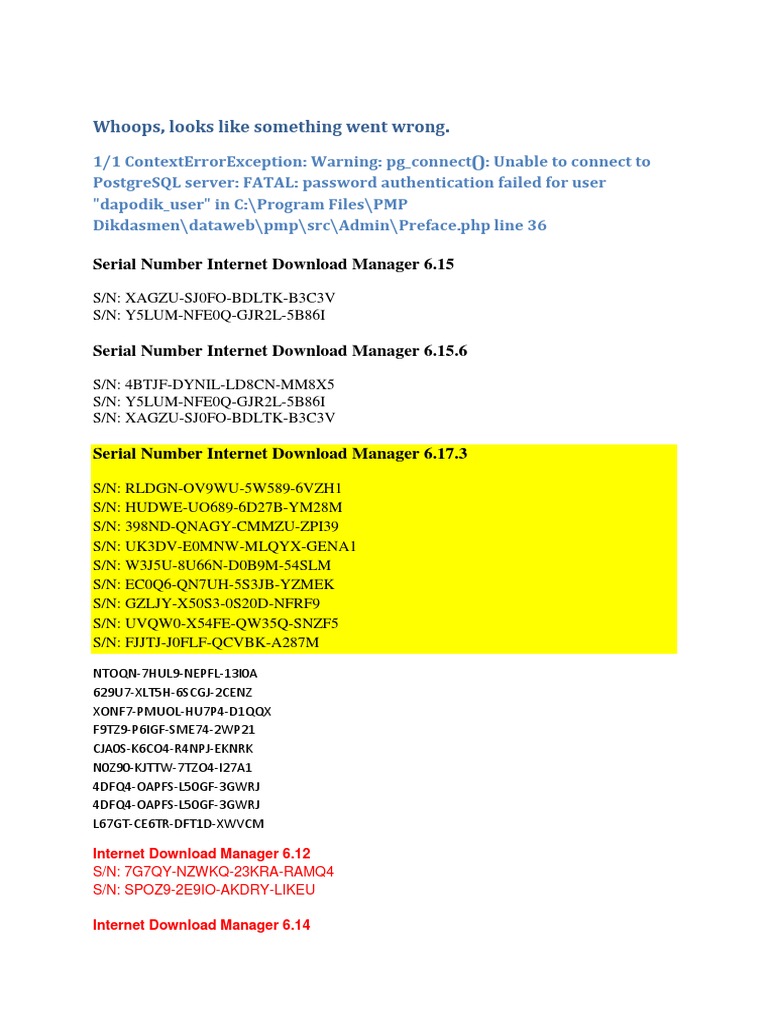 IDM Serial Numbers and Versions | PDF | Computers