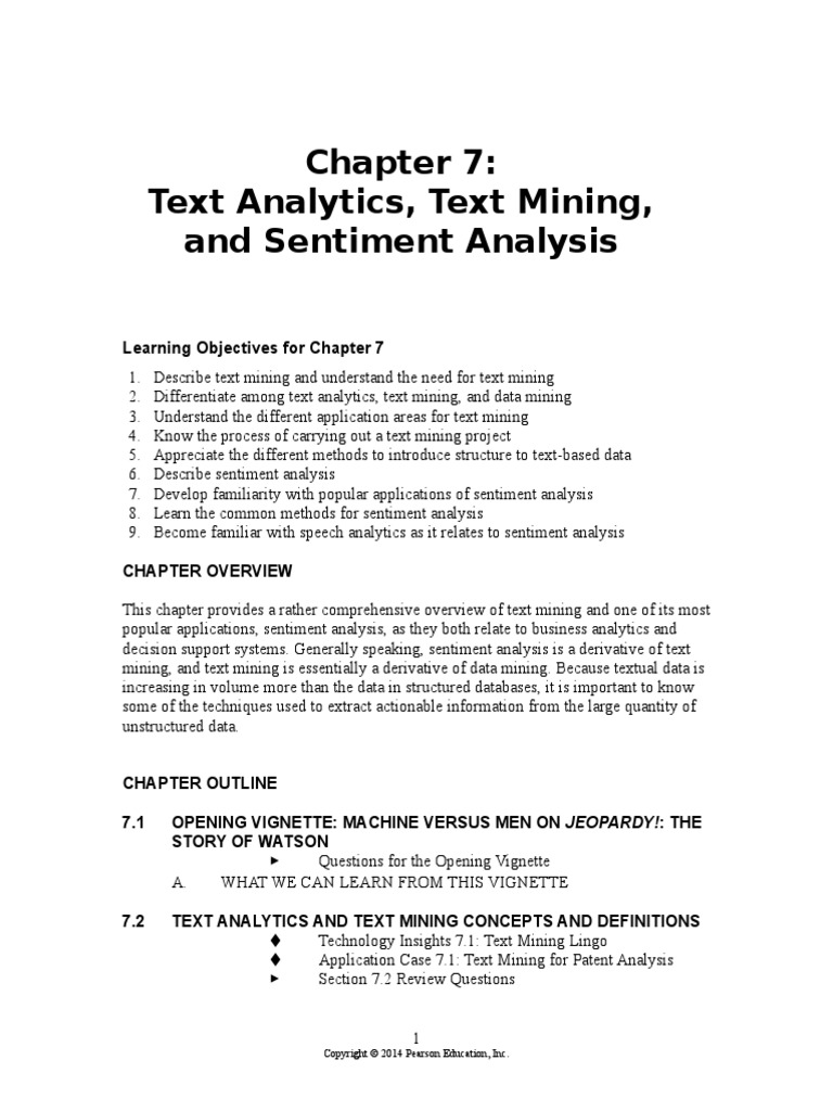 Chapter 7-Text Analytics, Text Mining | PDF | Watson (Computer) | Analytics