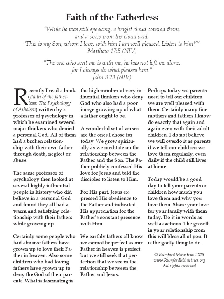 Faith of The Fatherless | PDF | Love | Jesus