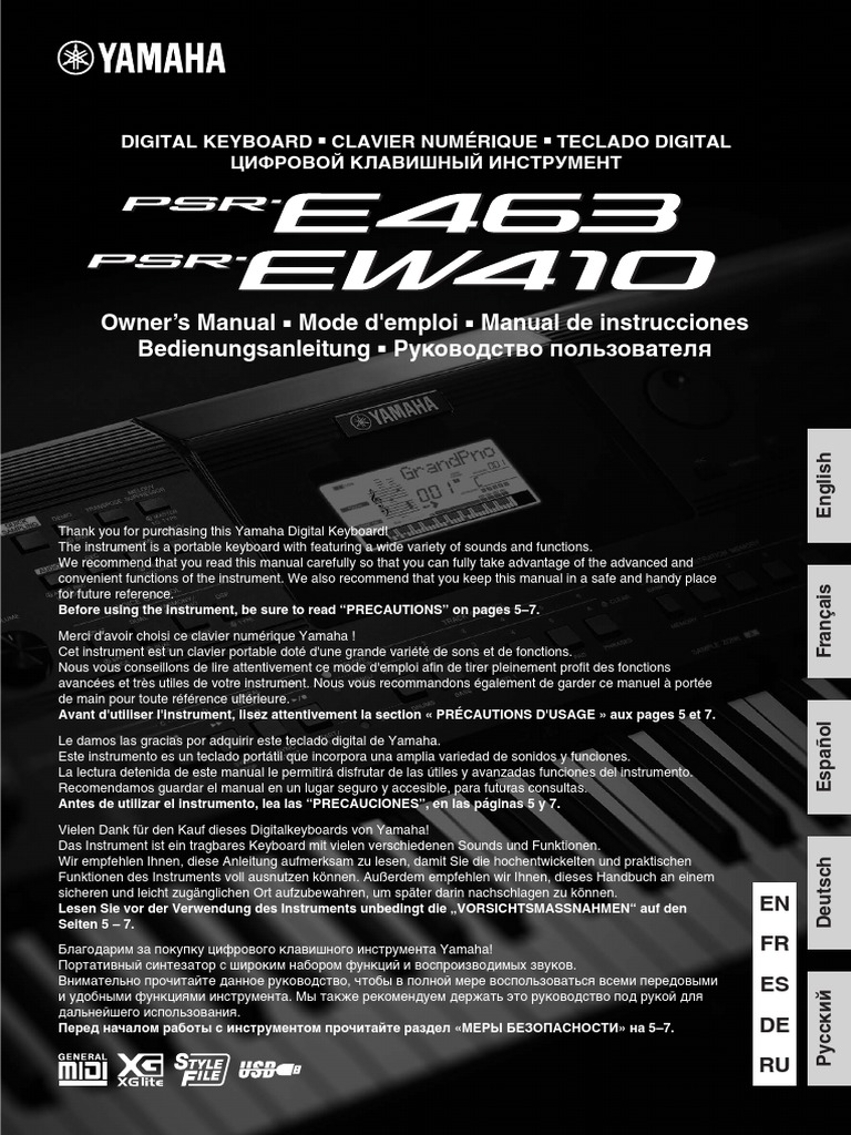 Manual Yamaha PSR E463 | PDF | Informática | Electrónica