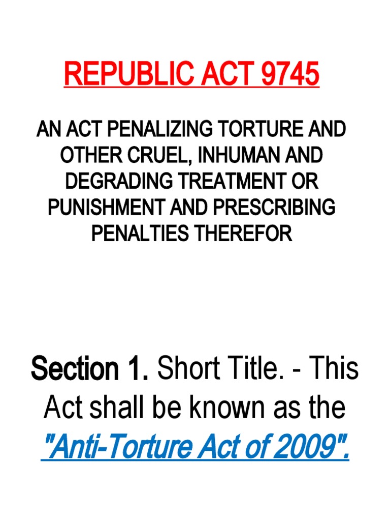 Ra 9745 | PDF | Torture | Solitary Confinement