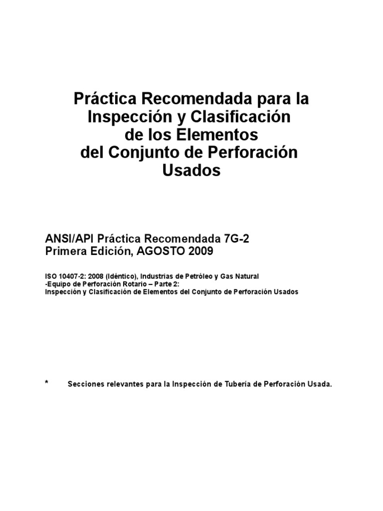 API RP 7G-2 Traducido | PDF | Fatiga (material) | Organización ...