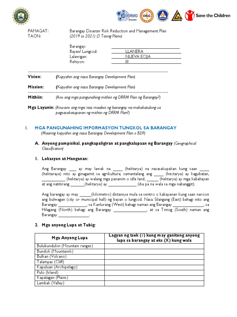 BDRRM Plan Template With LogosPAKI REVIEW | PDF