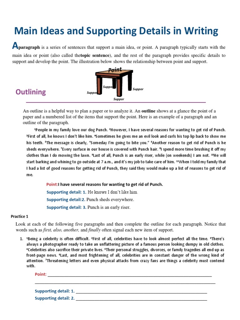 Main Ideas and Supporting Details Guide | PDF | Prom | Memory