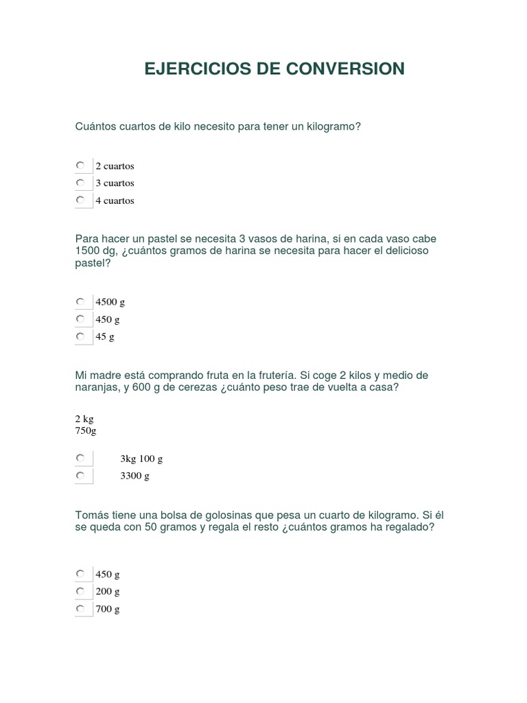 Ejercicios de Conversion | PDF