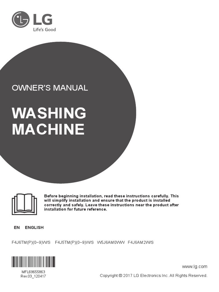 Technical and User Manual For LG Washing Machines. | PDF | Washing ...
