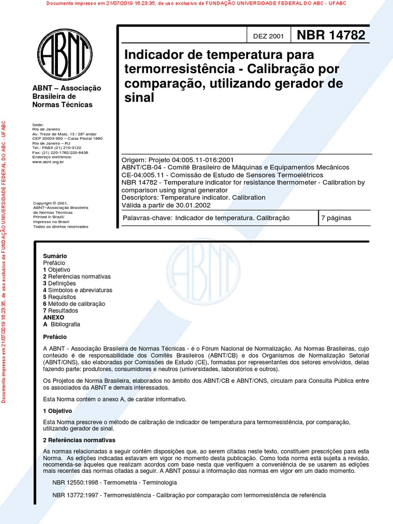 NBR 14782 | PDF | Resistência elétrica e condutividade | Medição