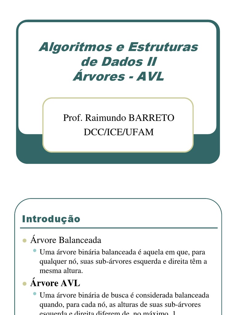 Arvores AVL | PDF | Algoritmos e estruturas de dados | Ensino de Matemática