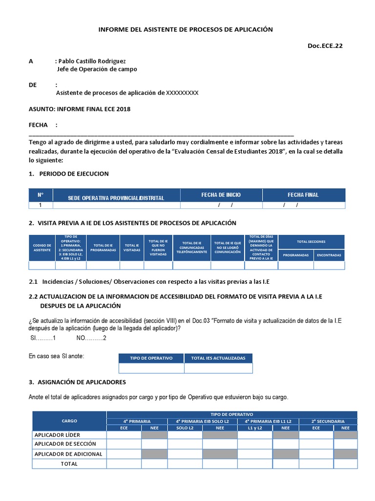 Ece 22 Informe Final Del Asistente de Procesos de Aplicacion | PDF | Informática | Informática y ...