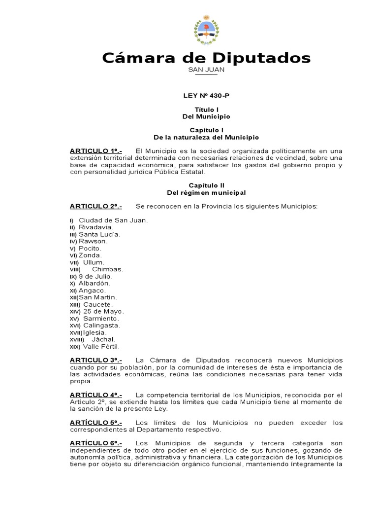 Municipios según Ley 430-P San Juan | PDF | Alcalde | Presupuesto