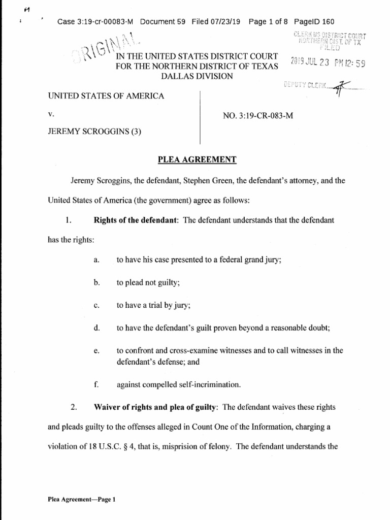 Jeremy Scroggins Plea | PDF