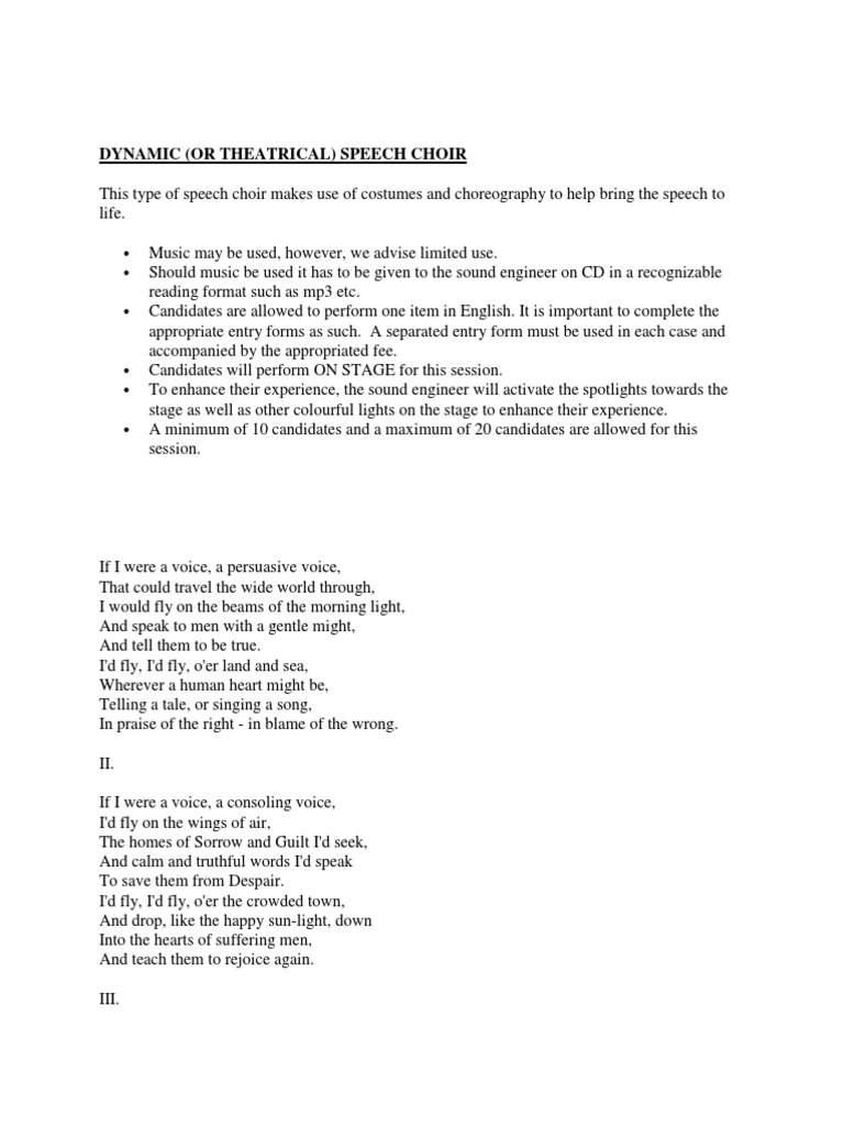 Speech Choir Rubric | PDF | Entertainment (General)