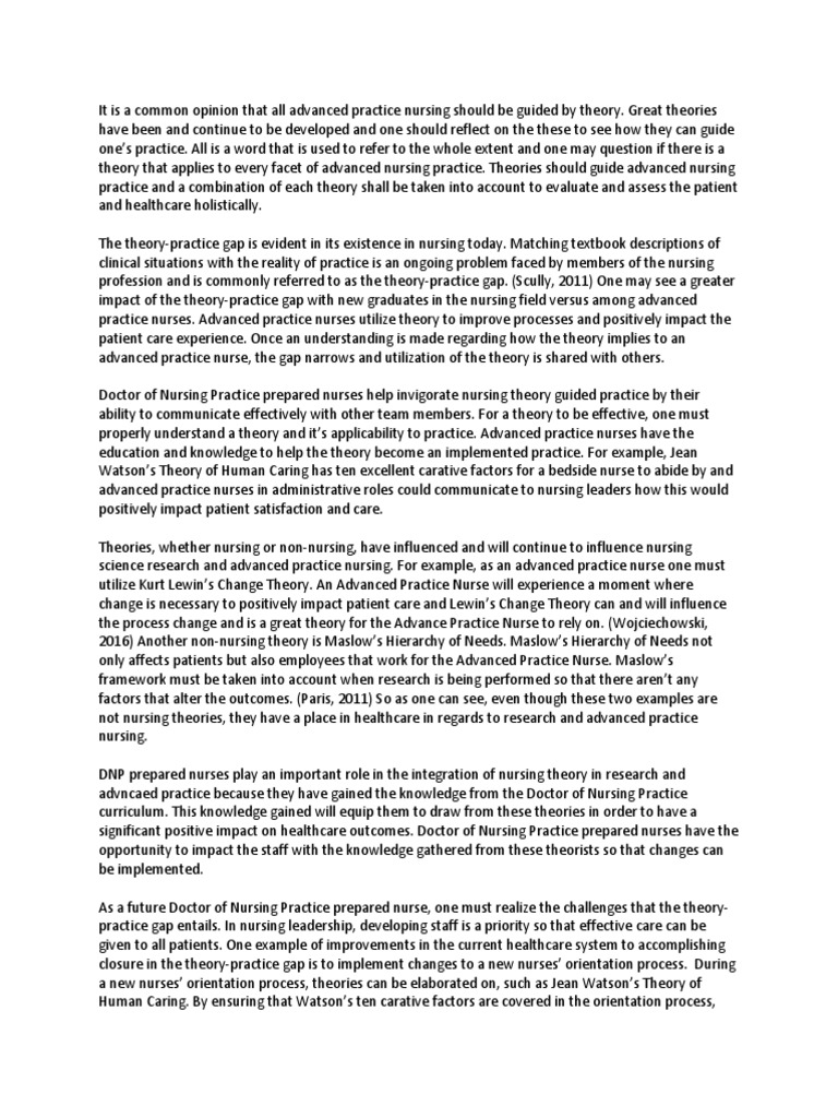 Theory Practice Gap | PDF | Advanced Practice Registered Nurse | Nursing