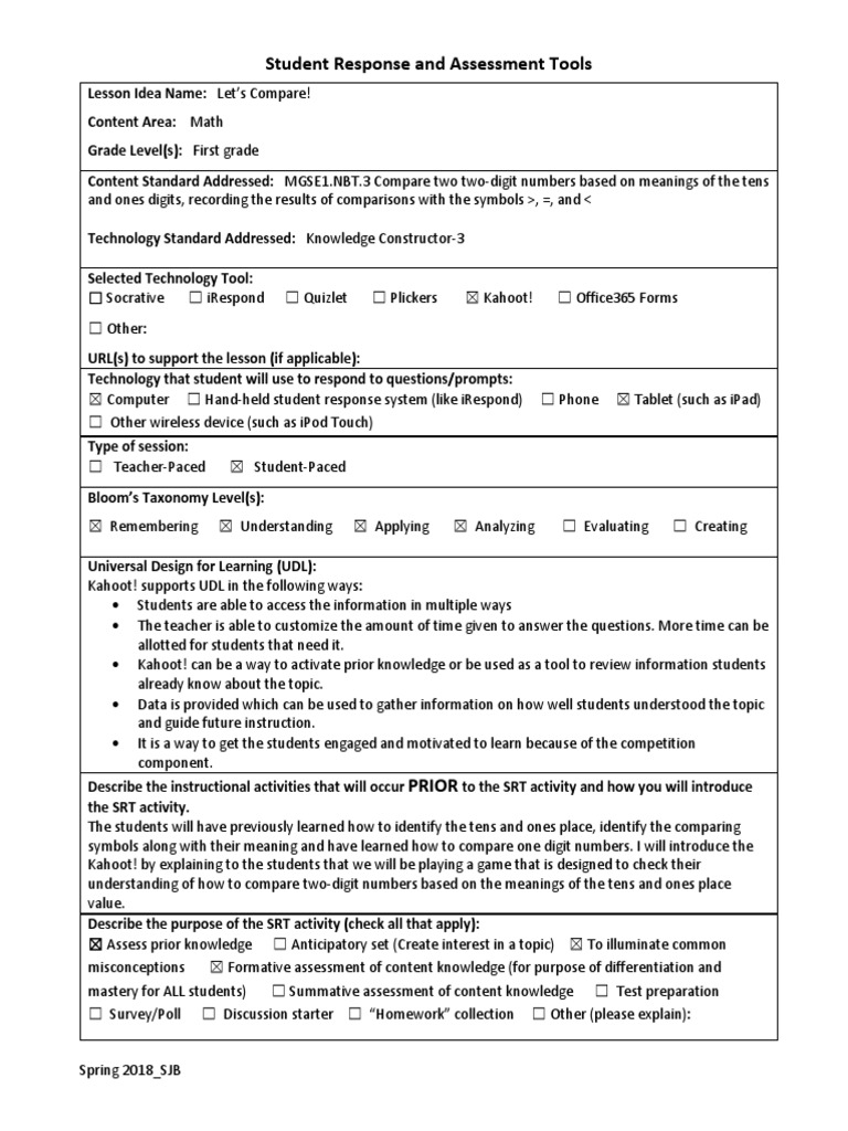 Student Response Tools Lesson Idea | PDF | Educational Assessment ...