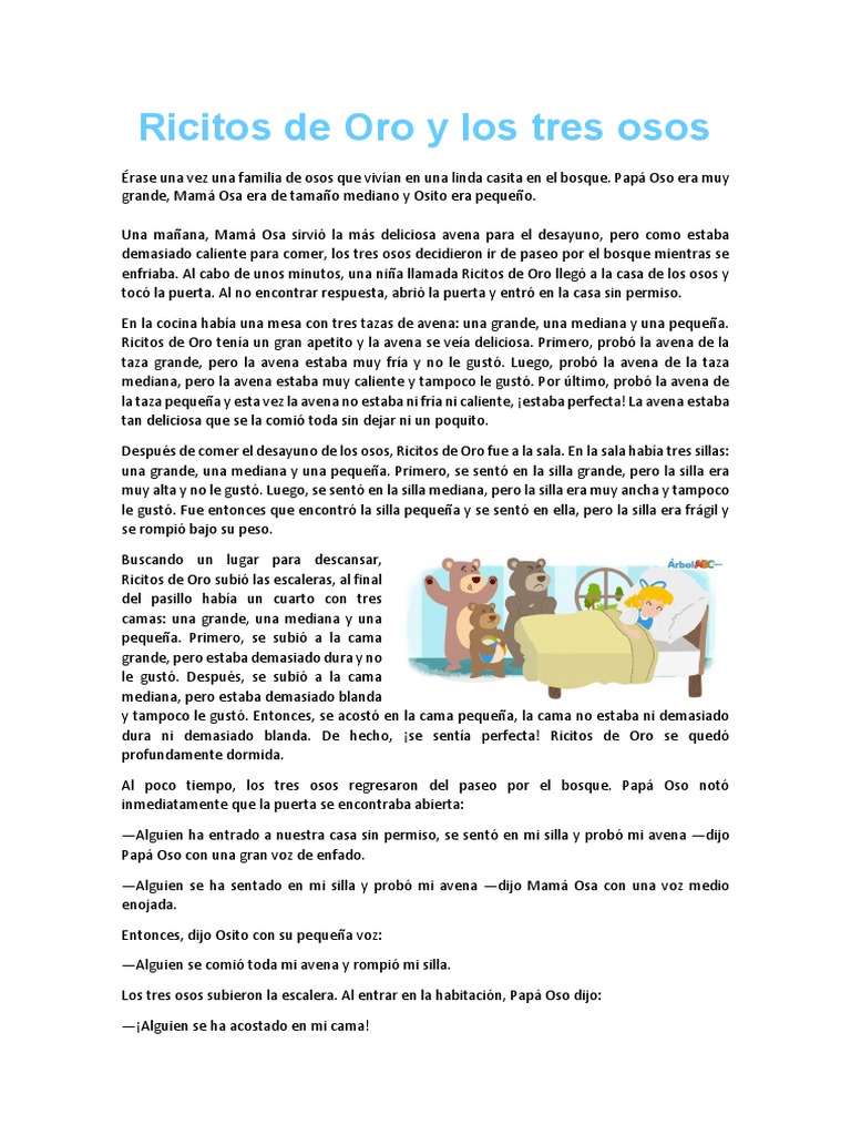 Ricitos de Oro y Los Tres Osos | PDF | Ricitos de oro y los tres osos ...