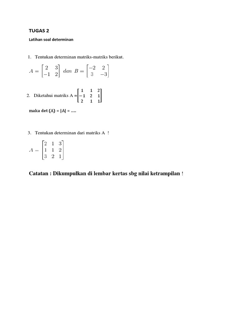 Soal Determinan dan Invers Matriks | PDF