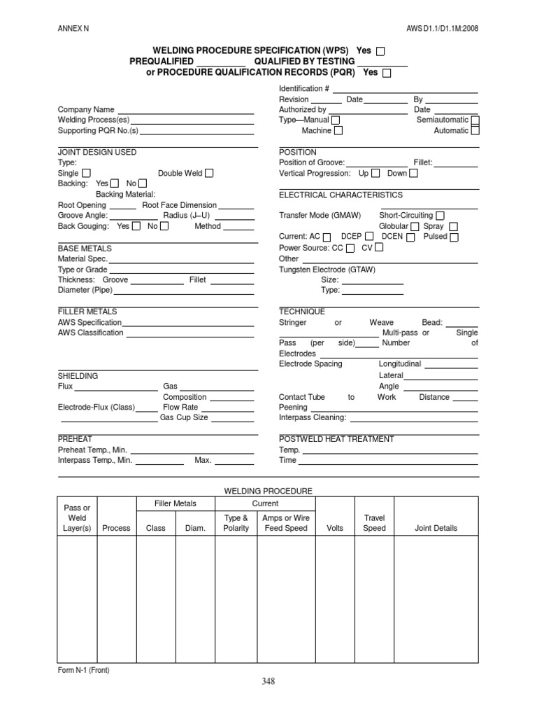 Welding Procedure Specification (WPS) Yes Prequalified or Procedure ...