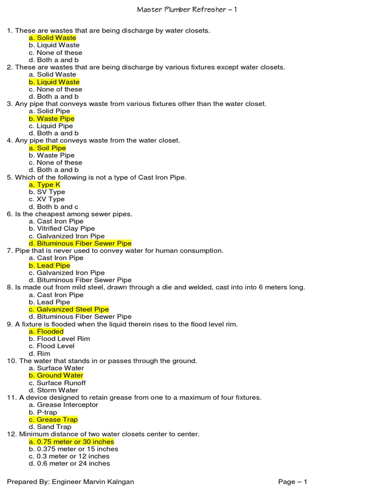 Master Plumber Review Material 2 | PDF | Plumbing | Sanitary Sewer