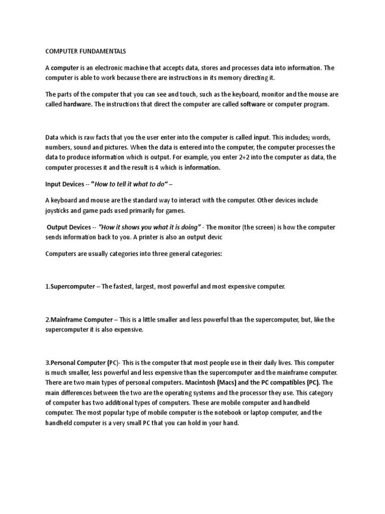 Computer Fundamentals | PDF | Personal Computers | Computer Network