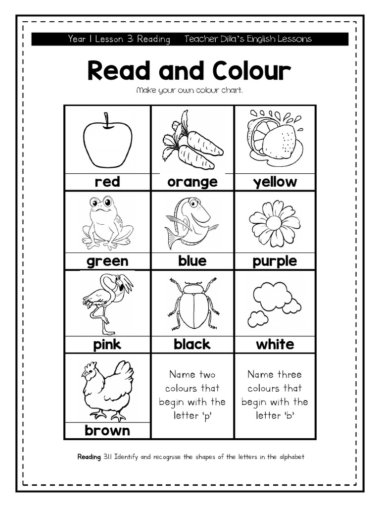 Year 1 Lesson 3 Colour Chart | PDF | Language Arts & Discipline