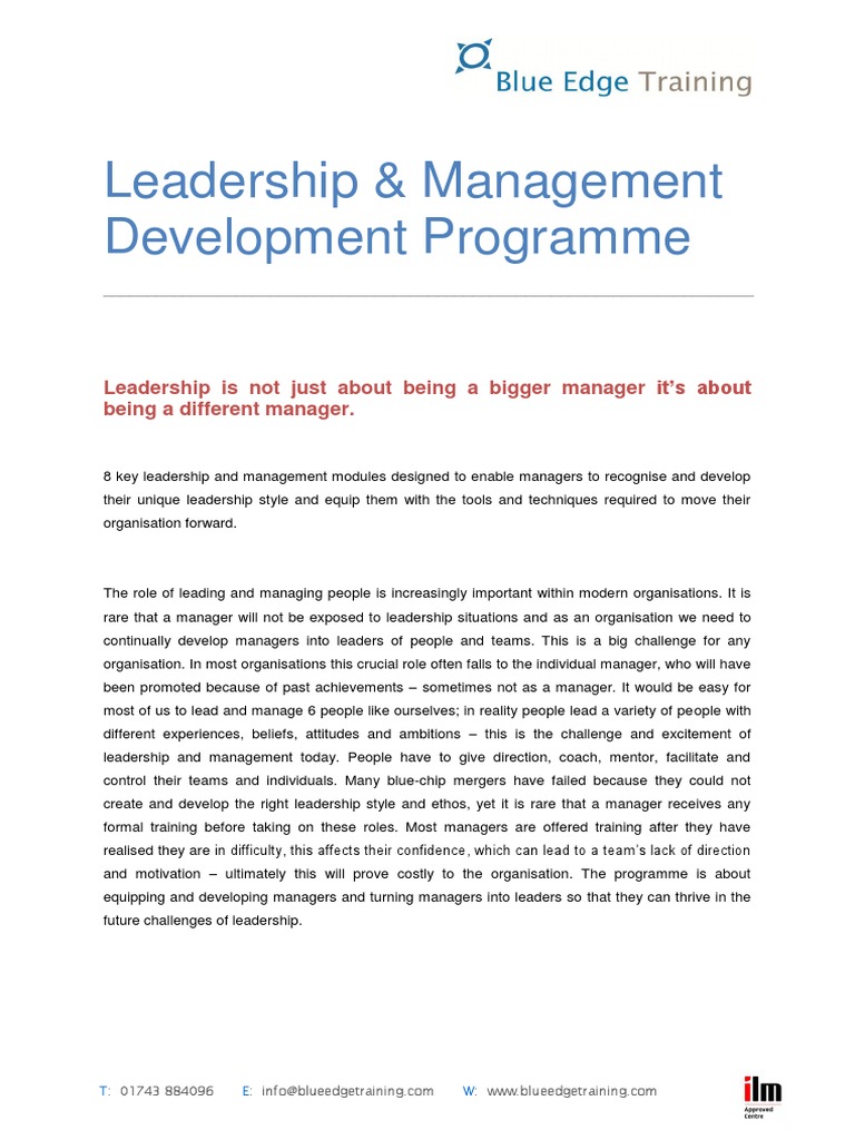 Leadership & Management Development Programme | PDF | Leadership ...