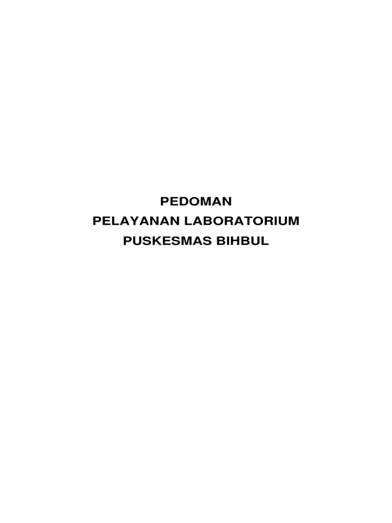 Pedoman Pelayanan Laboratorium | PDF