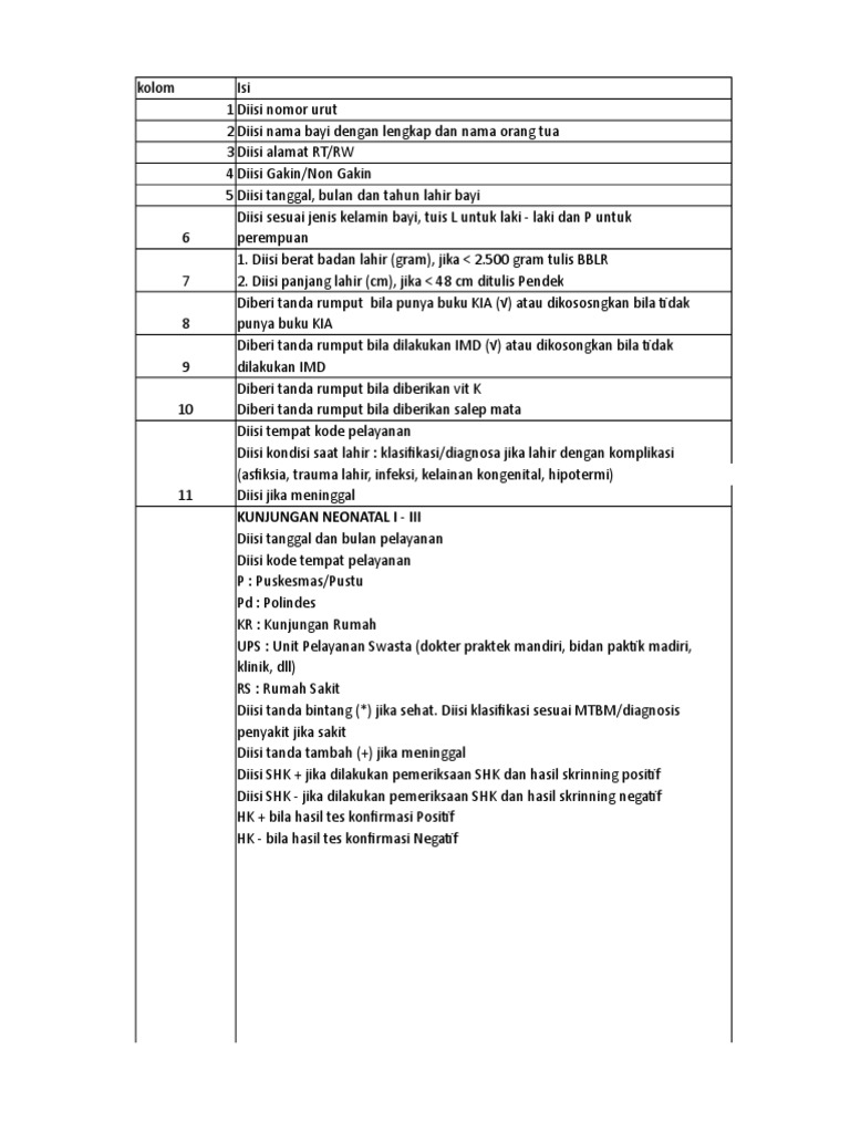 Tabel Kohort Bayi | PDF