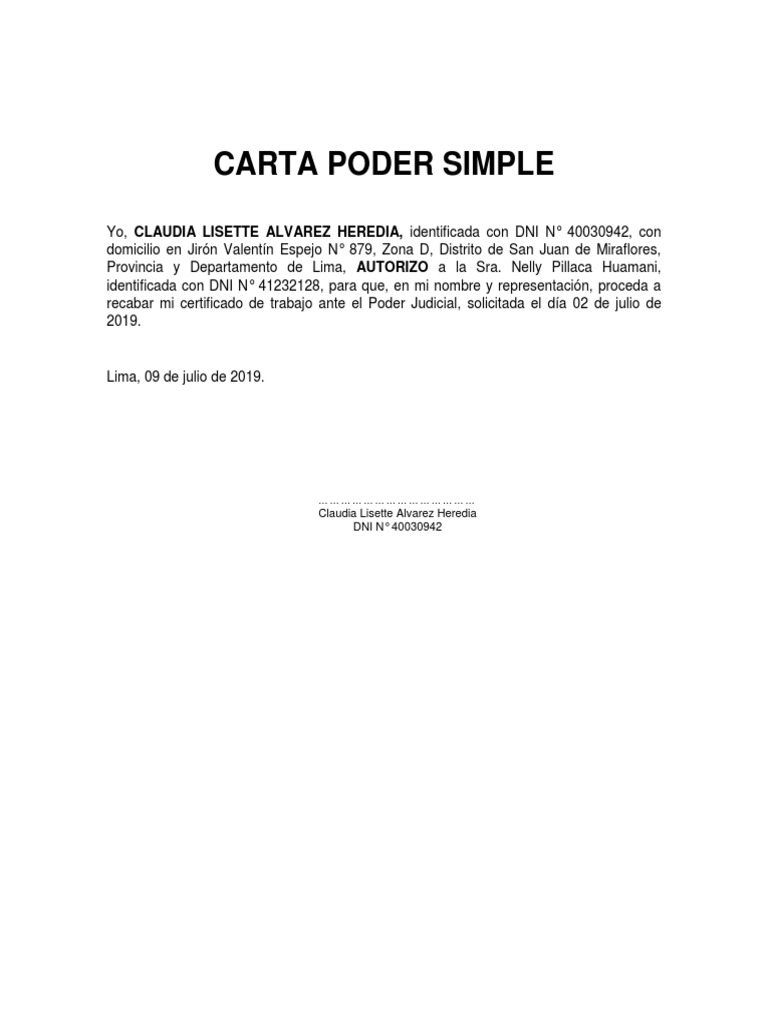 Carta Poder Simple | PDF