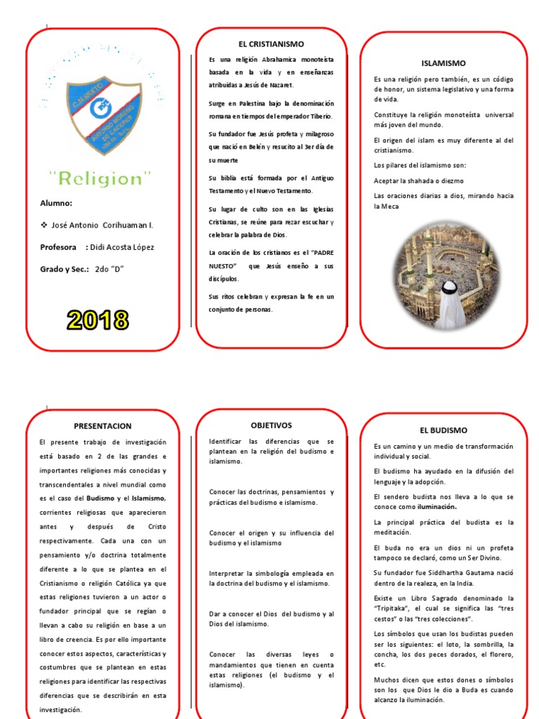 Triptico Religion | PDF | Gautama Buddha | Oración