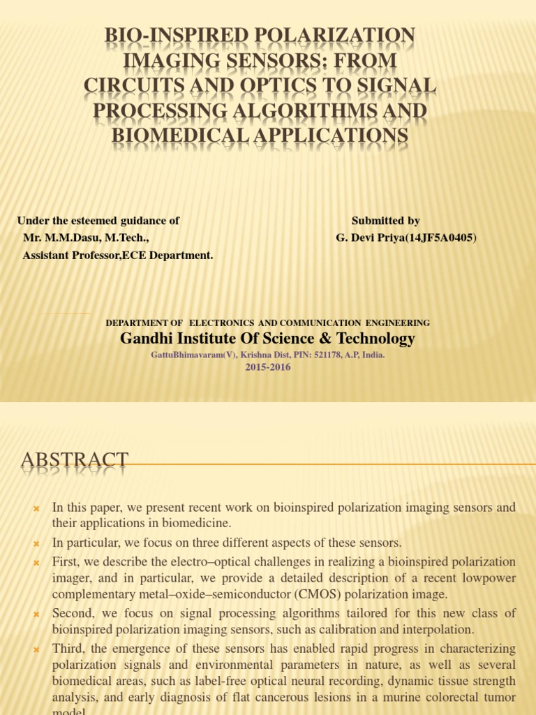 Bio-Inspired Polarization Imaging Sensors: From Circuits and Optics To Signal Processing ...