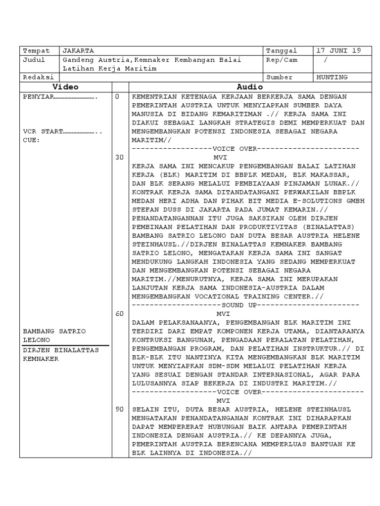 Contoh Naskah Berita Televisi | PDF