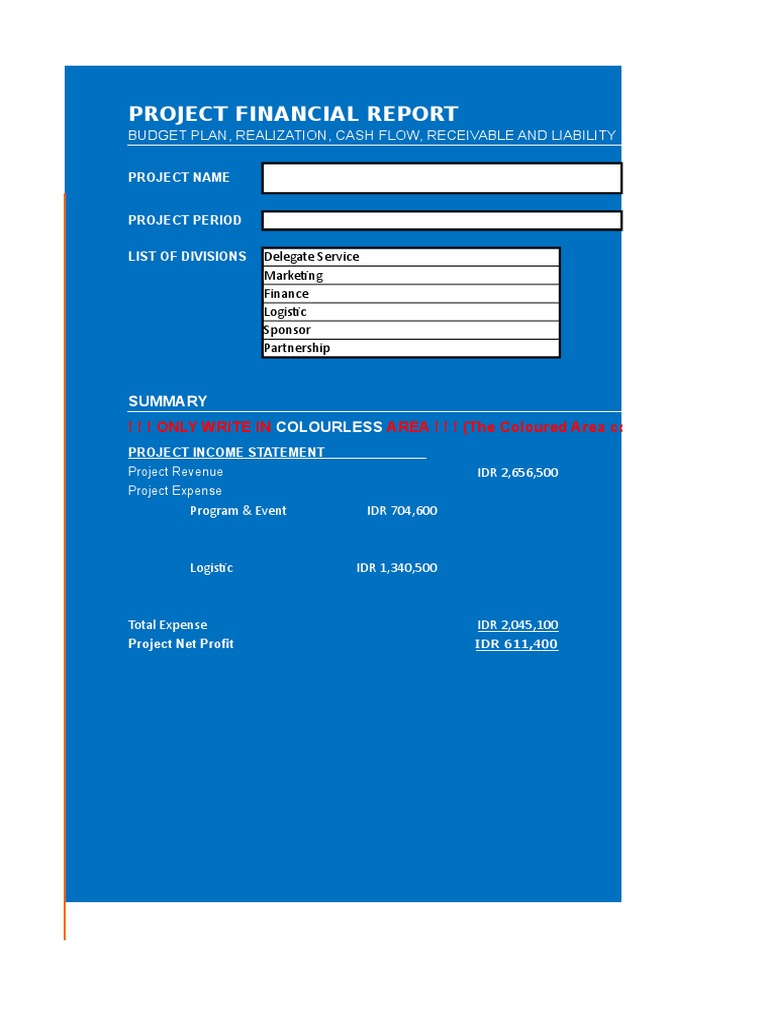 Project Financial Report Summary | PDF | Indonesian Rupiah | Revenue