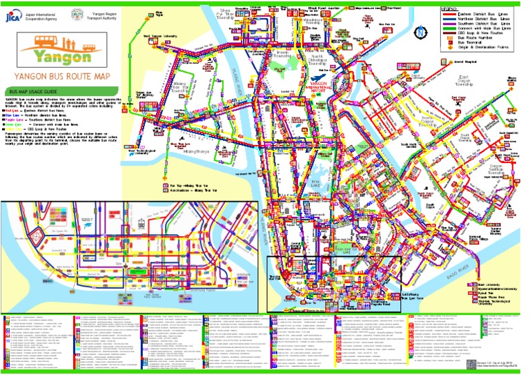 Yangon Bus Services Route Map | Myanmar | Southeast Asia | Free 30-day ...