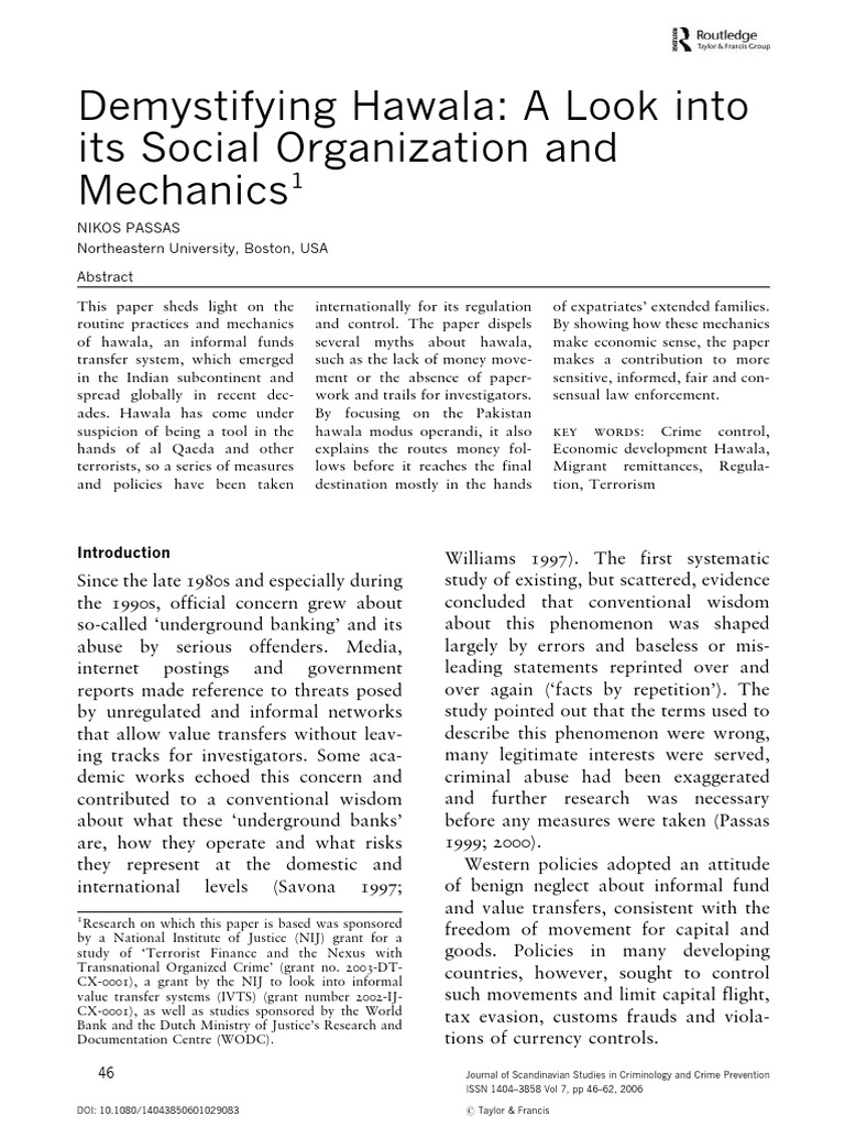 Demystifying Hawala: A Look Into Its Social Organization and Mechanics ...