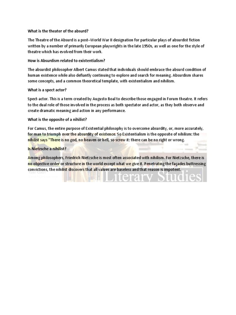 What Is The Theater of The Absurd | PDF | Nihilism | Existentialism