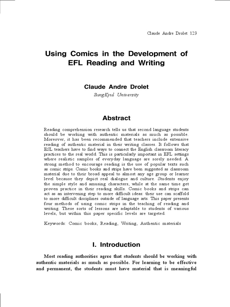 Using Comics in The Development of EFL R 2 PDF | PDF | English As A Second Or Foreign Language ...