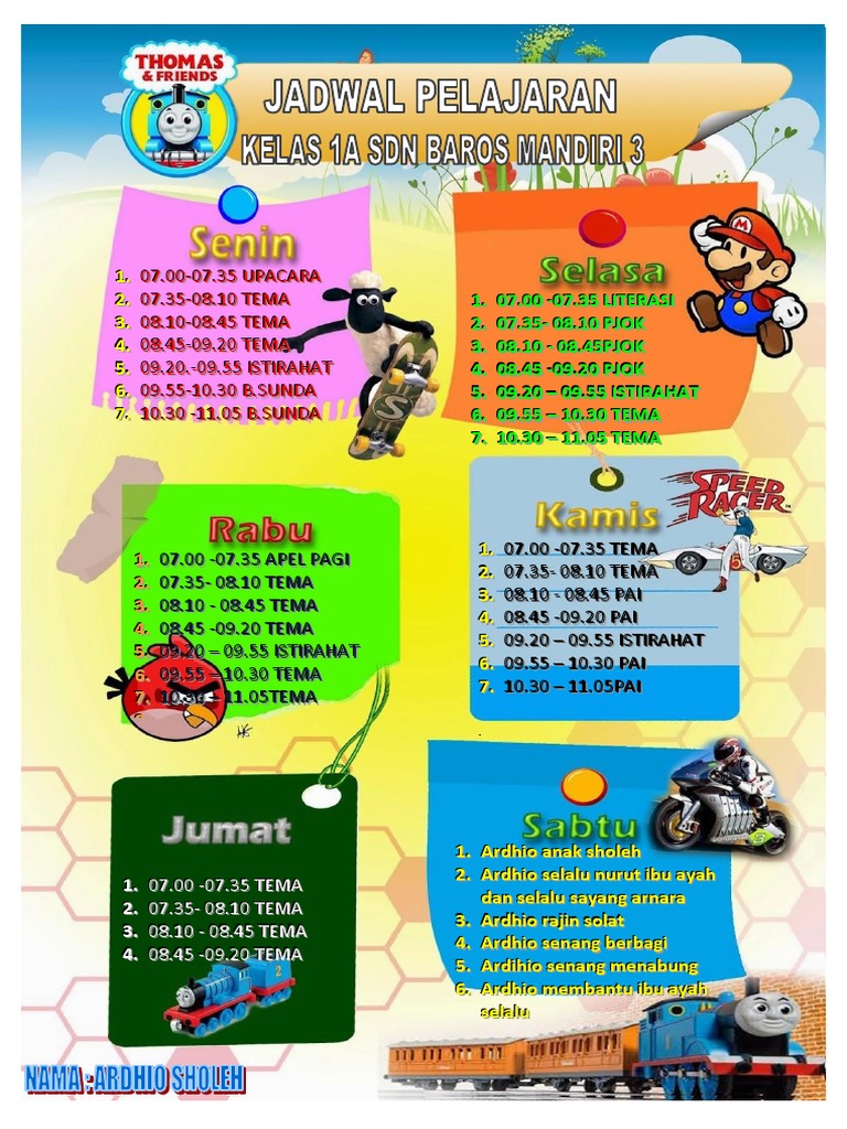 Contoh Jadwal Pelajaran Paud