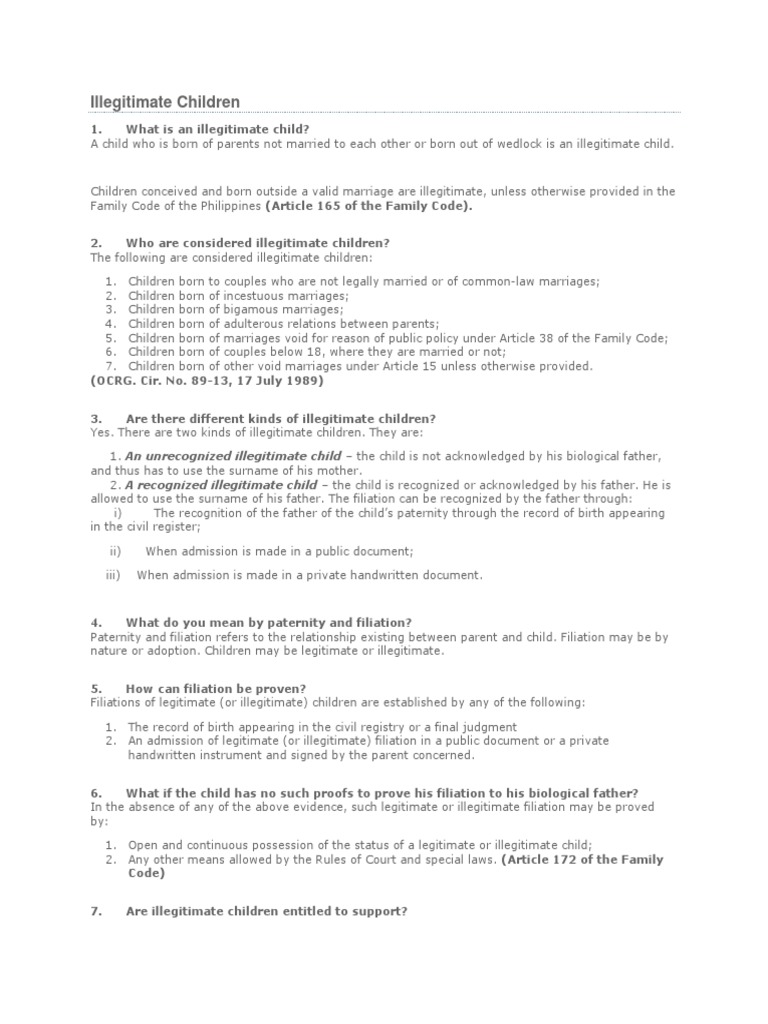 Understanding Illegitimate Children in the Philippines | PDF ...