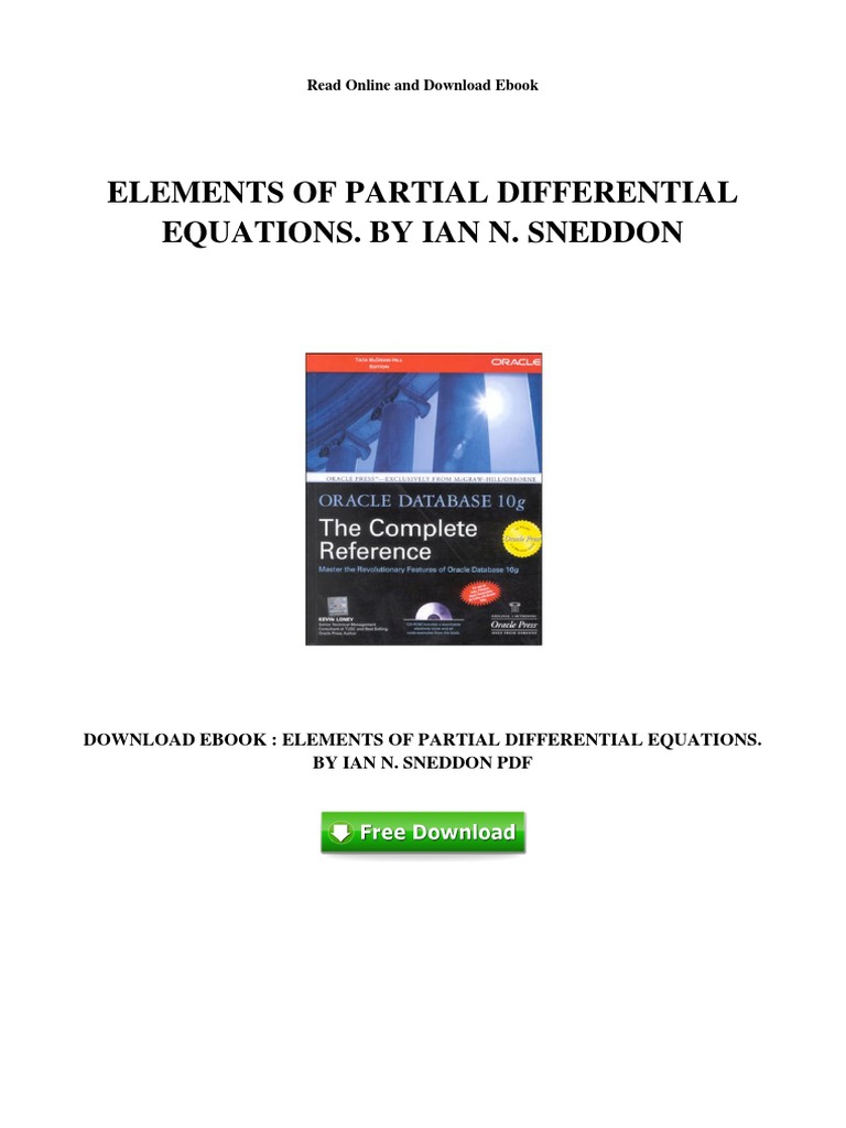 Download Ian Sneddon's Partial Differential Equations Book | PDF | Partial Differential Equation ...