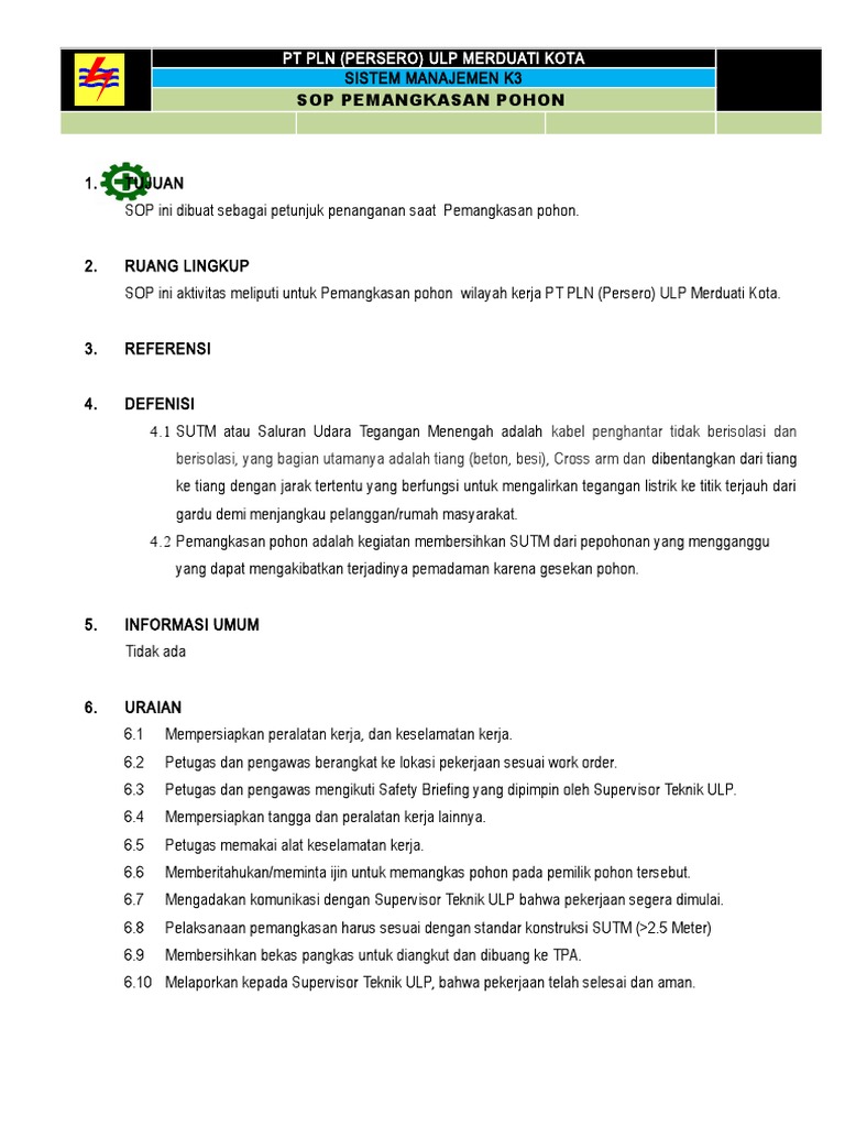 SOP Pemangkasan Pohon PLN | PDF | Sains & Matematika | Komputer
