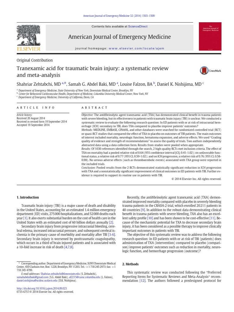 American Journal of Emergency Medicine | PDF | Traumatic Brain Injury ...