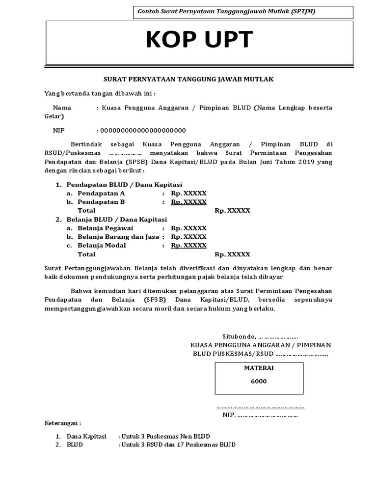 Contoh SPTJM | PDF