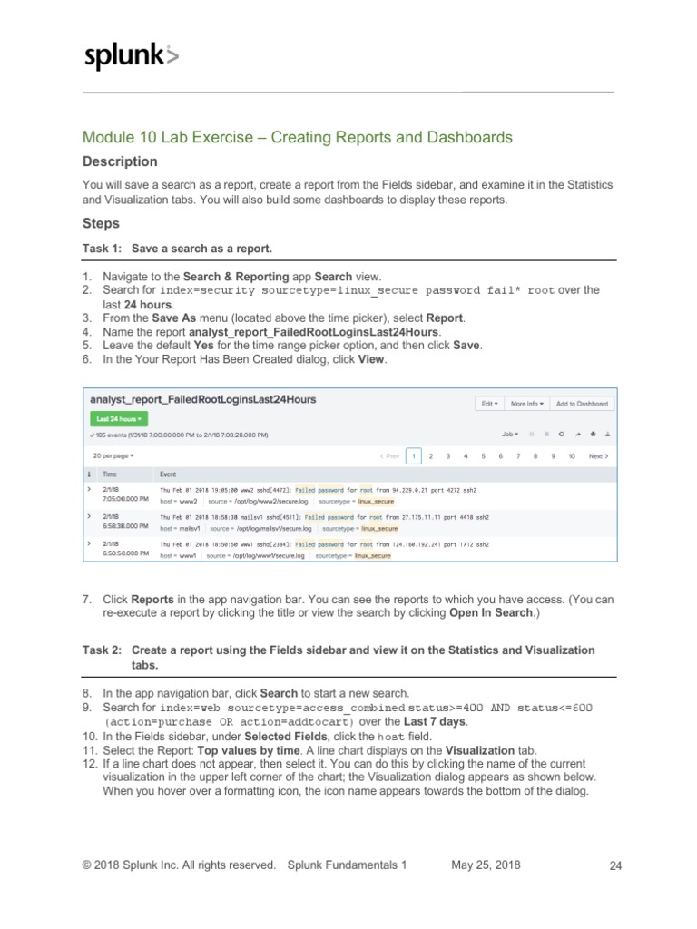Module 10 Lab Exercise - Creating Reports and Dashboards: Description | PDF | Icon (Computing ...