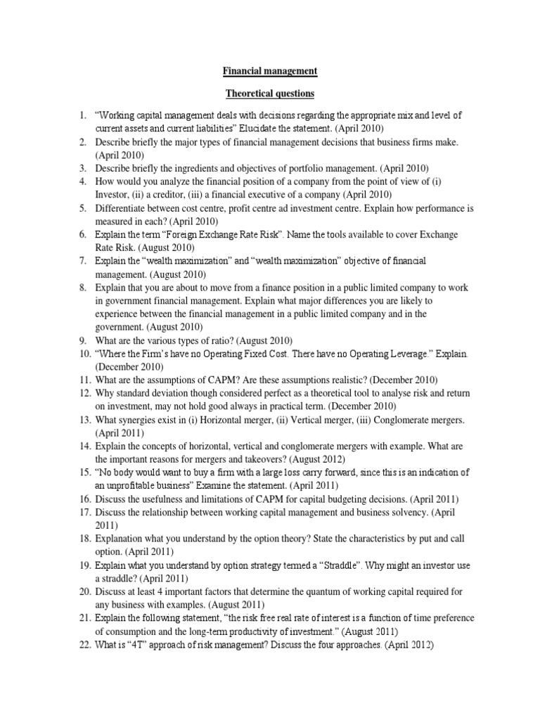 Financial Management Theory | Download Free PDF | Capital Asset Pricing ...