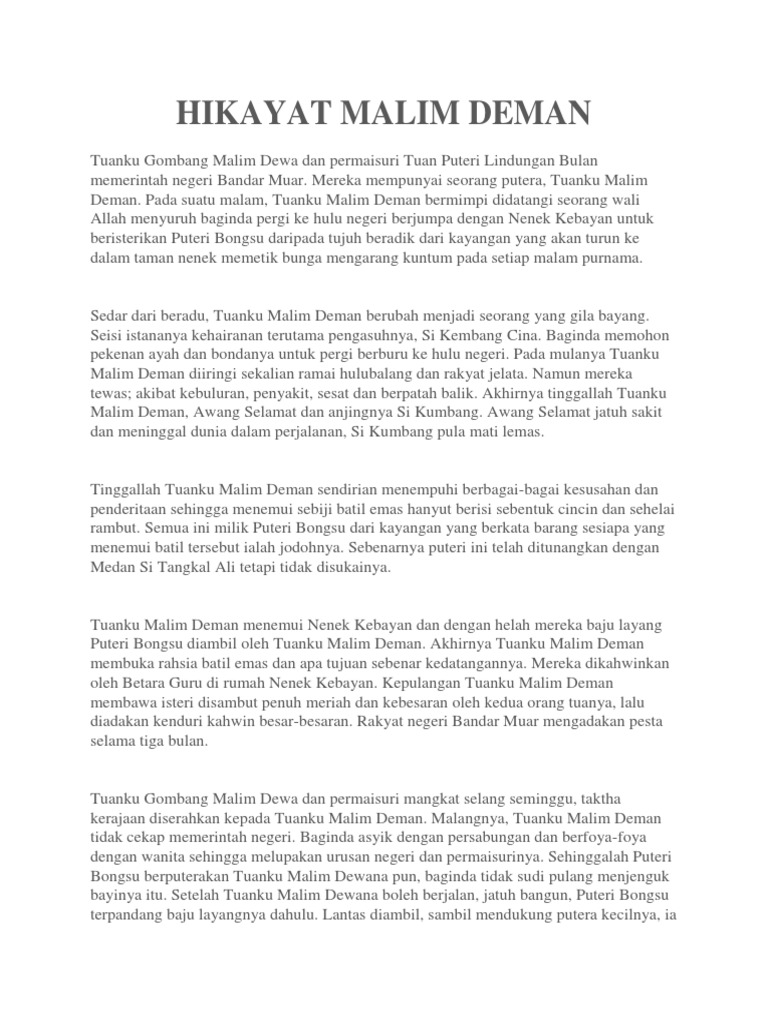 Hikayat Malim Deman | PDF