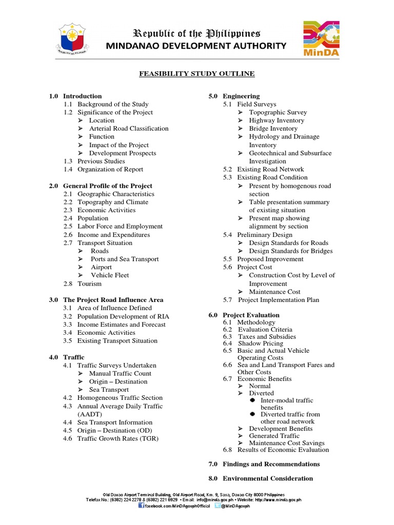 Feasibility Study Outline | PDF | Road | Transport