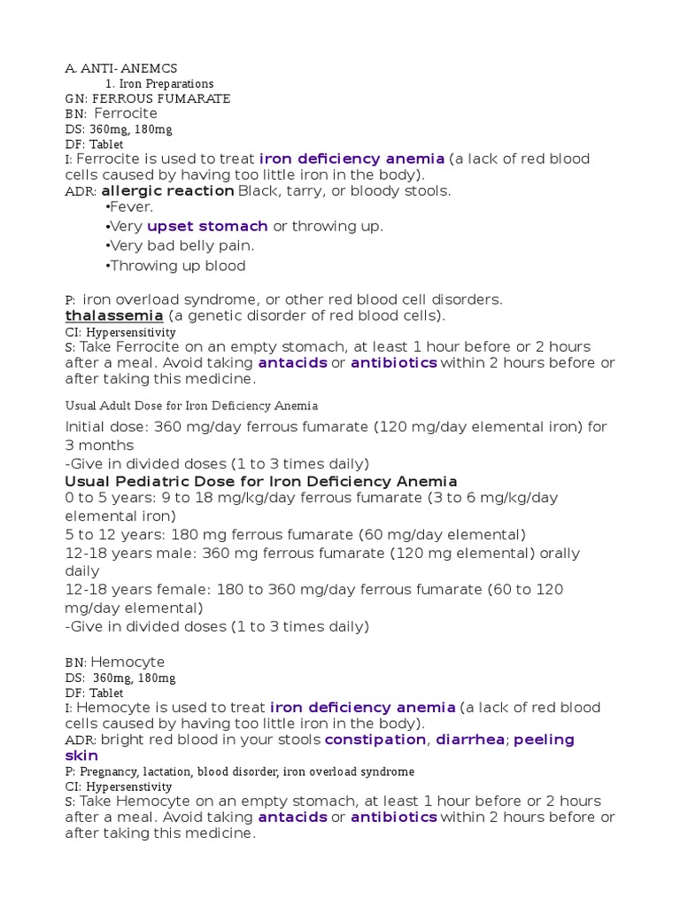 Iron Deficiency Anemia: Allergic Reaction | PDF | Anemia | Rtt