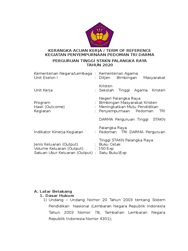 Penyempurnaan Pedoman Tri Dharma STAKN | PDF | Bisnis