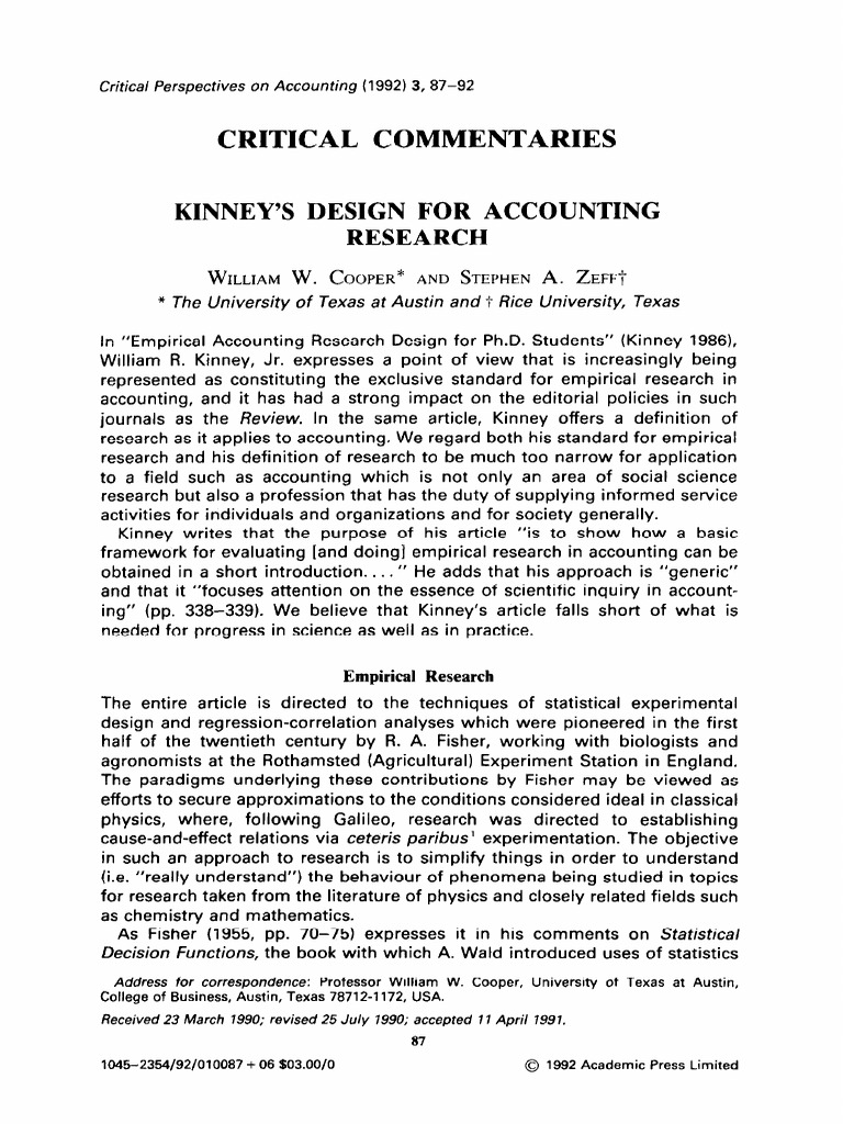 05 William W. Cooper Stephen A. Zeff - Kinney's Design For Accounting ...