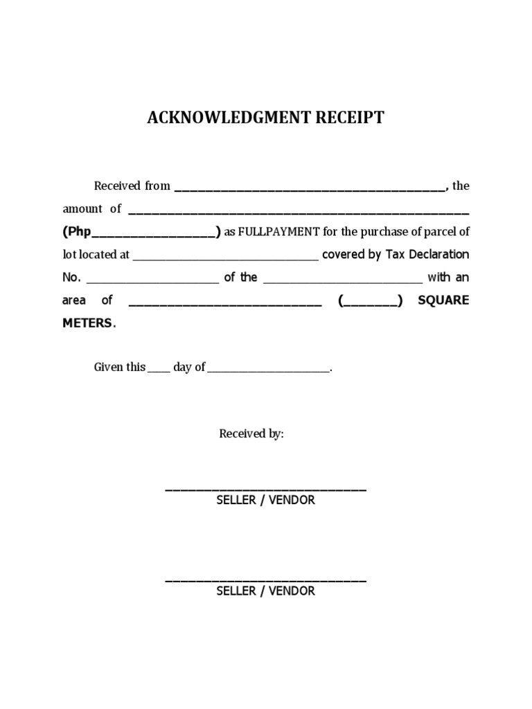Acknowledgment Receipt | PDF